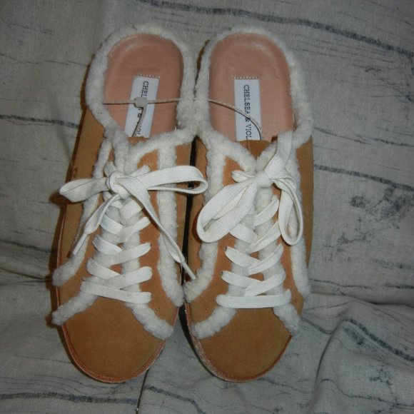 Chelsea & Violet | Shoes | New Cv Cozy Suede Mule Slide On Fleece Lined ...